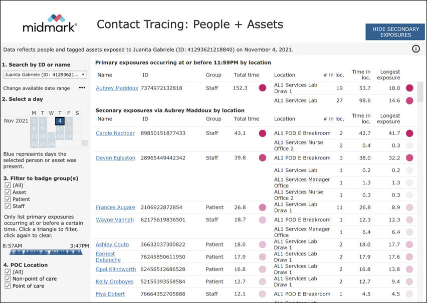 Contact Tracing - Midmark RTLS Contact Tracing - Midmark RTLS
